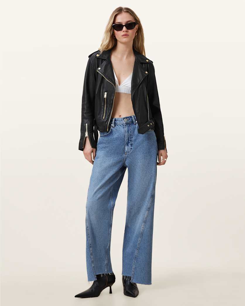 Balfern Leather Biker Jacket BLACK/GOLD | ALLSAINTS